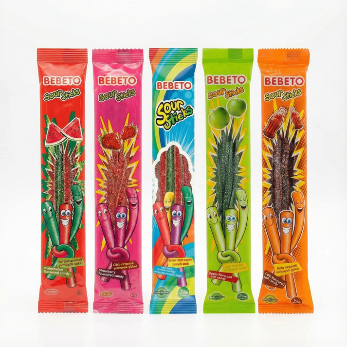 Bebeto Sour Sticks Assorted Flavours Bundle – Watermelon, Strawberry ...