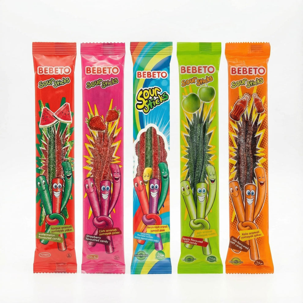 Bebeto Sour Sticks Assorted Flavours Bundle – Watermelon, Strawberry ...